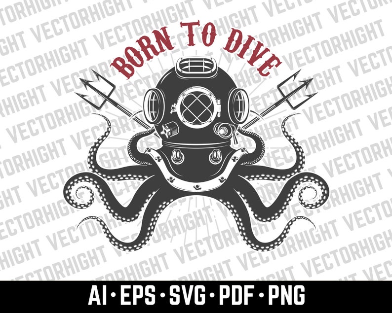 Diver Emblems Set Vector Illustration. Diving Helmet SVG, AI, EPS, Png ...