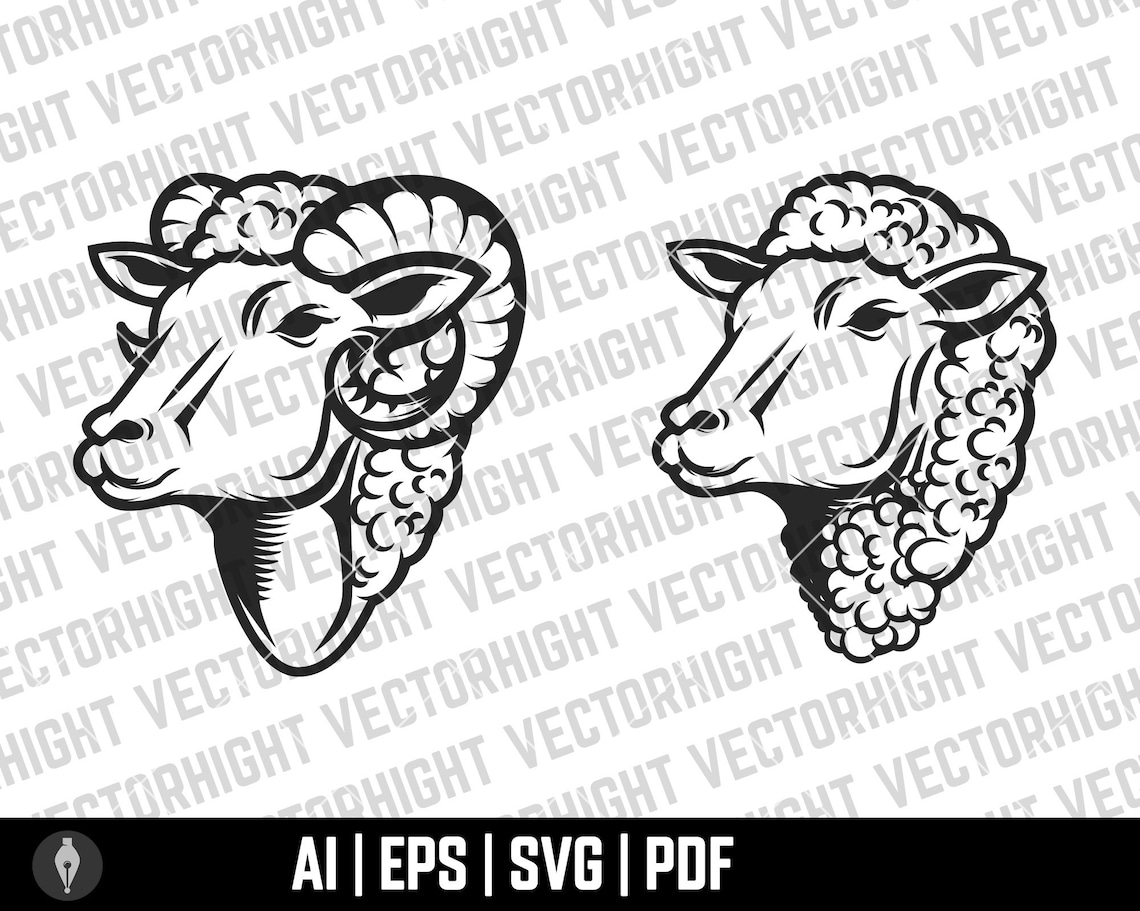 Ram Head, Sheep Head, Sheep Svg, Ai, Eps, Pdf. Sheep Silhouette Cricut ...