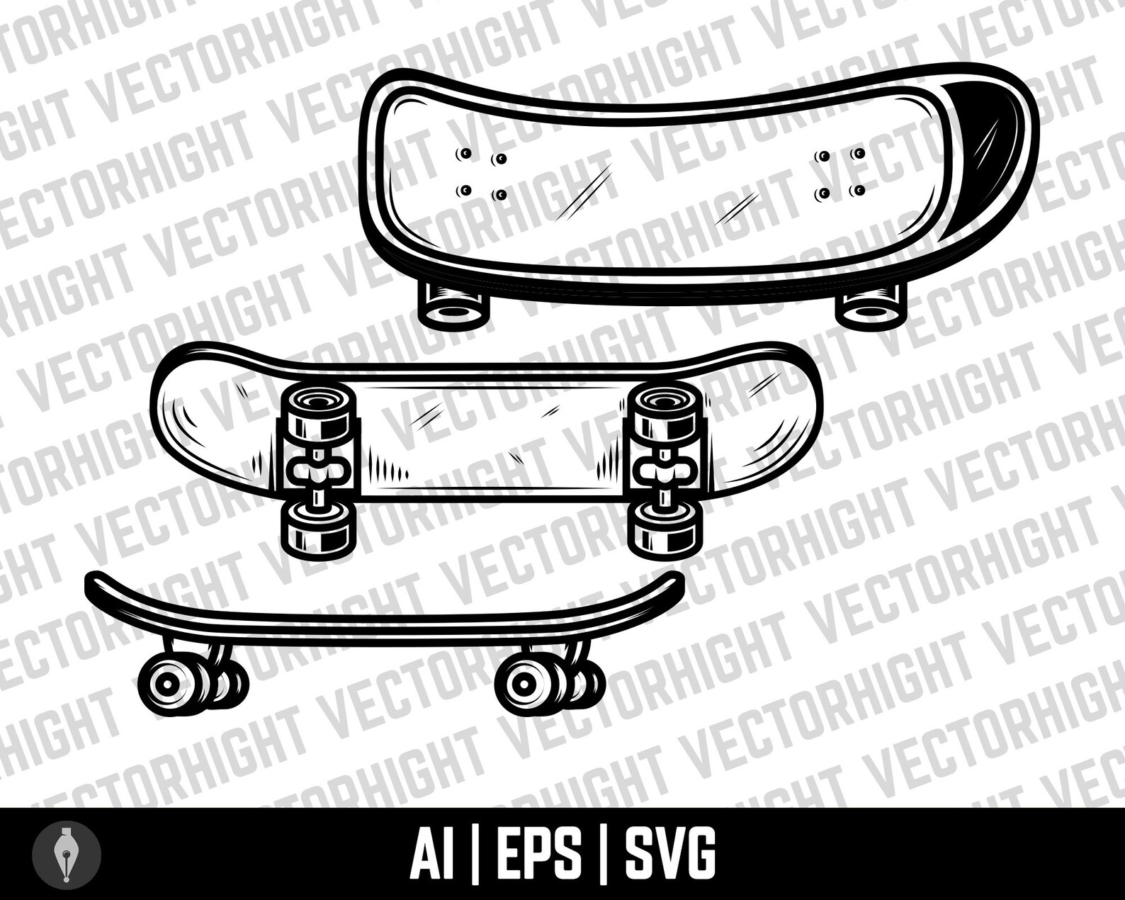 Skateboard Vector, Skateboard SVG, Skateboard Clipart, Skate EPS ...