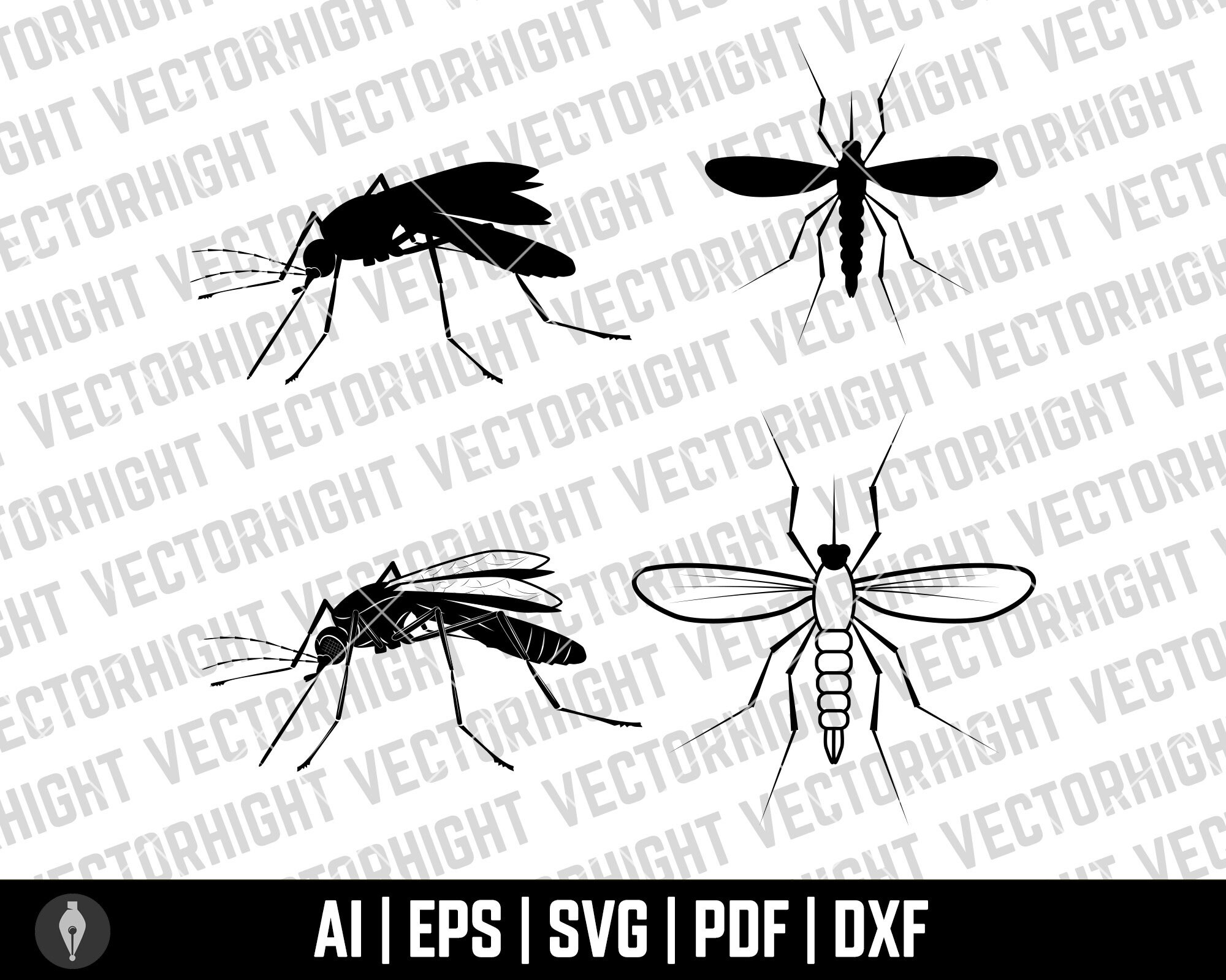 Mosquito SVG Mosquito Shape Ai Eps Pdf dxf. Mosquito | Etsy