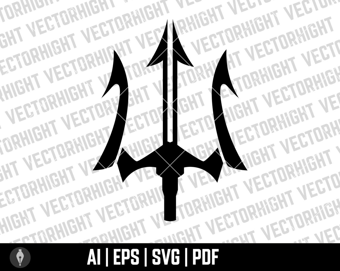 Trident Clipart SVG Neptune Trident Shape Ai Eps Pdf. | Etsy
