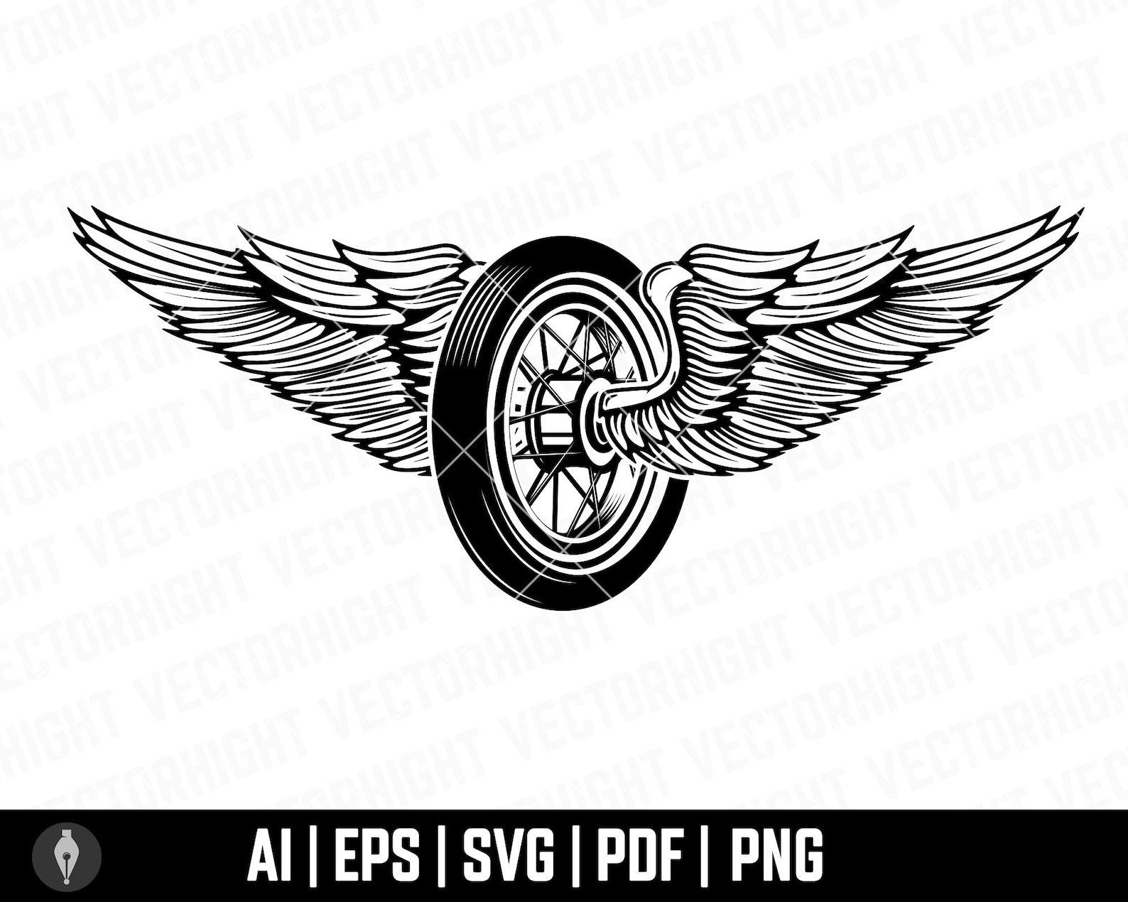 Winged Wheel Bundle Svg, Winged Wheels Shape SVG. Winged Wheel Logo ...