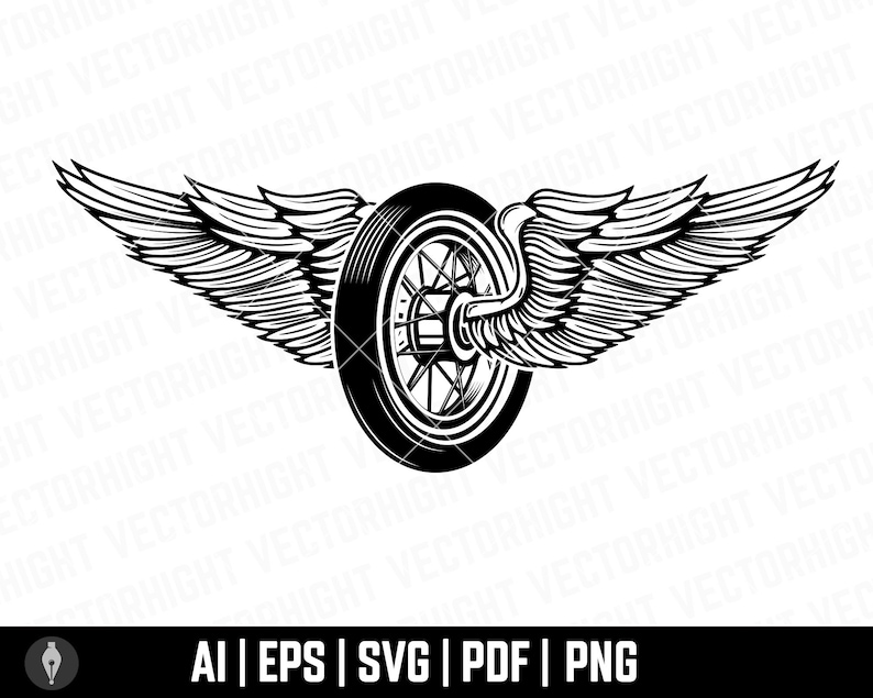 Winged Wheel Bundle Svg, Winged Wheels Shape SVG. Winged Wheel Logo ...