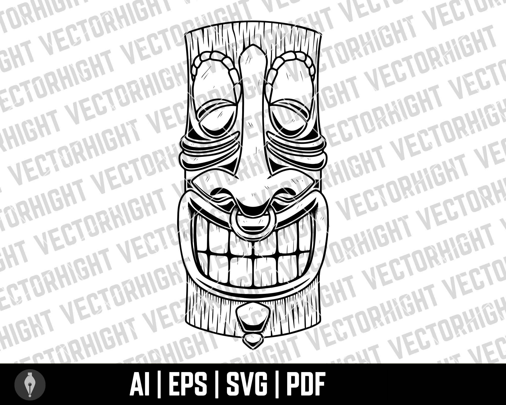 Tiki Idol Tiki Wooden Statue Svg Eps Ai Pdf Hawaiian Tiki - Etsy