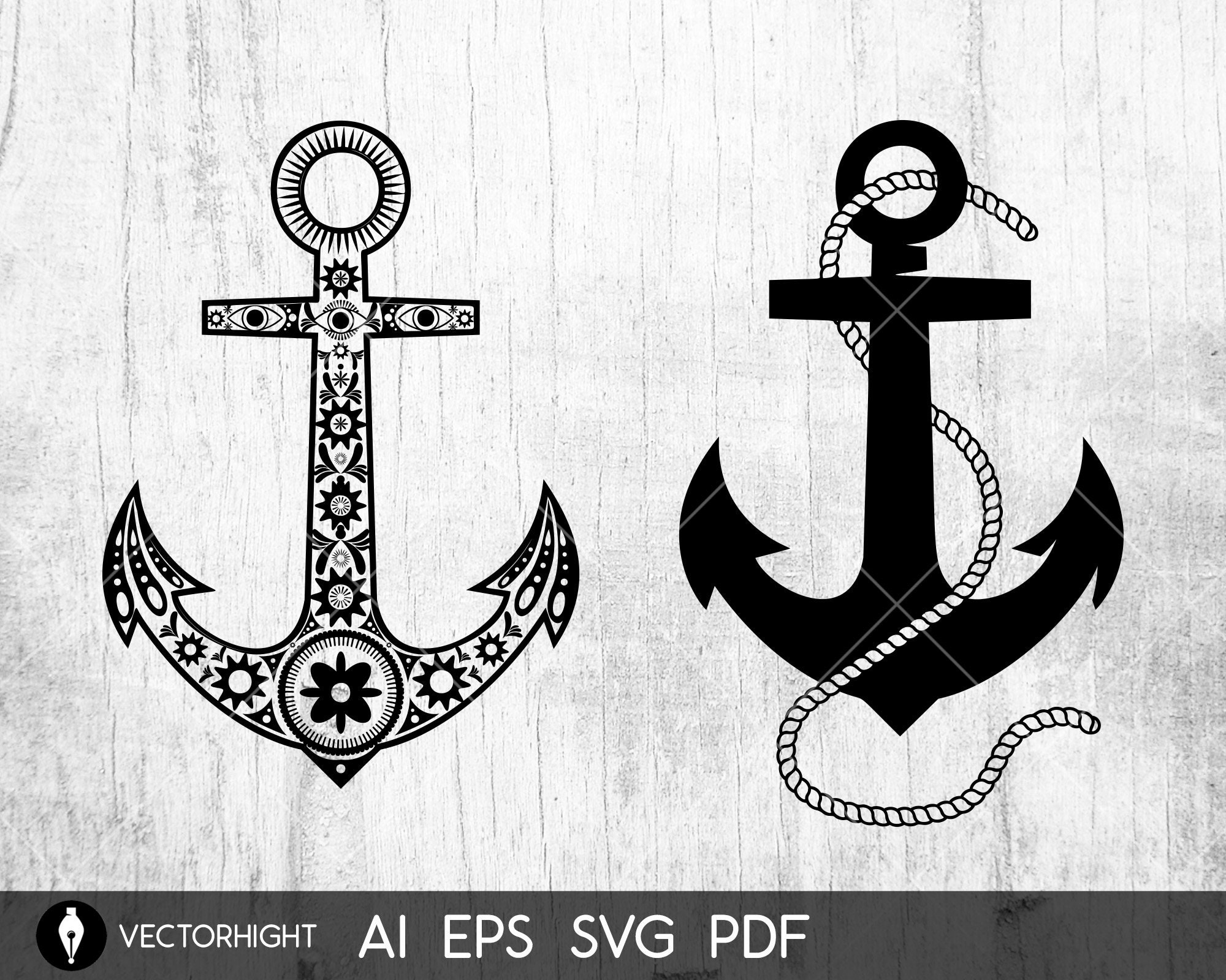 Set of Anchor Illustrations Pdf. Anchor SVG, AI, EPS. Retro Anchors ...