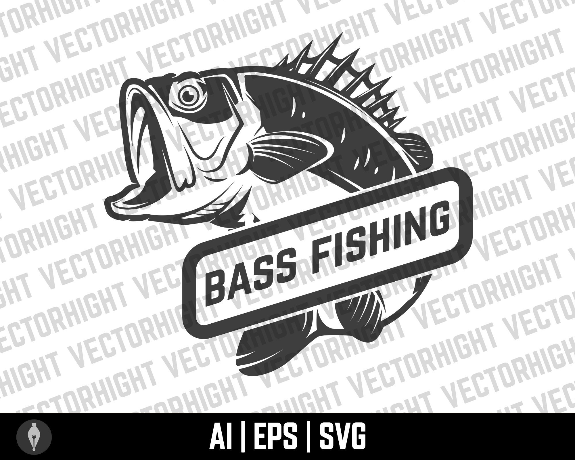 Bass Fishing Emblems. Bass Fish EPS. Bass Fishing SVG. Bass Fish Vector ...