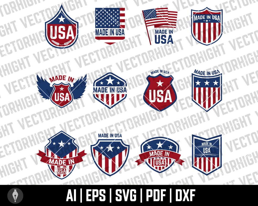 USA Flag Shield Clipart SVG, USA Symbols Shape Ai, Eps, Pdf, Dxf ...