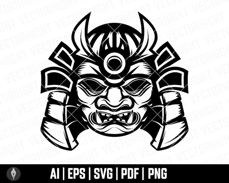 Samurai Helmet Vector, Samurai Warrior Mask Eps, Ai, Svg. Karate ...