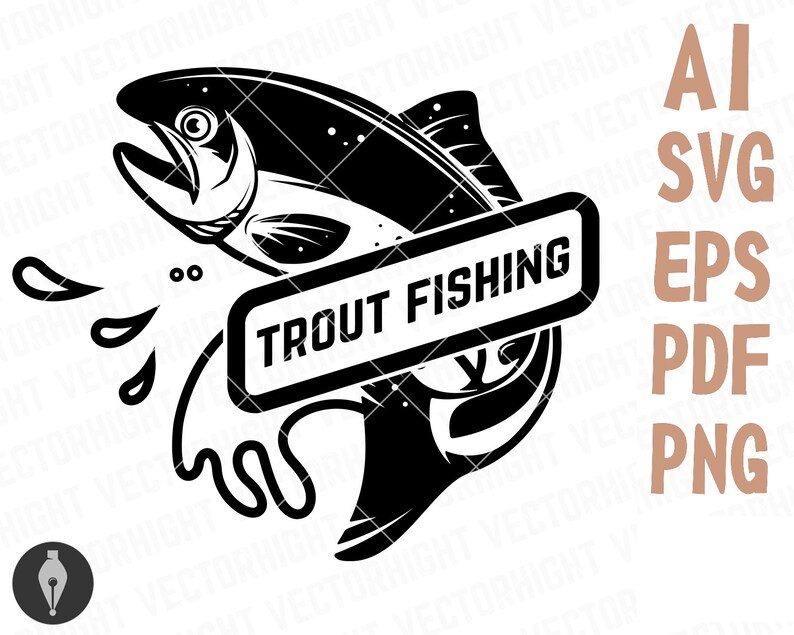 Trout Fishing Clipart, Trout Svg, Trout Fishing Emblems, Trout Eps, Ai ...