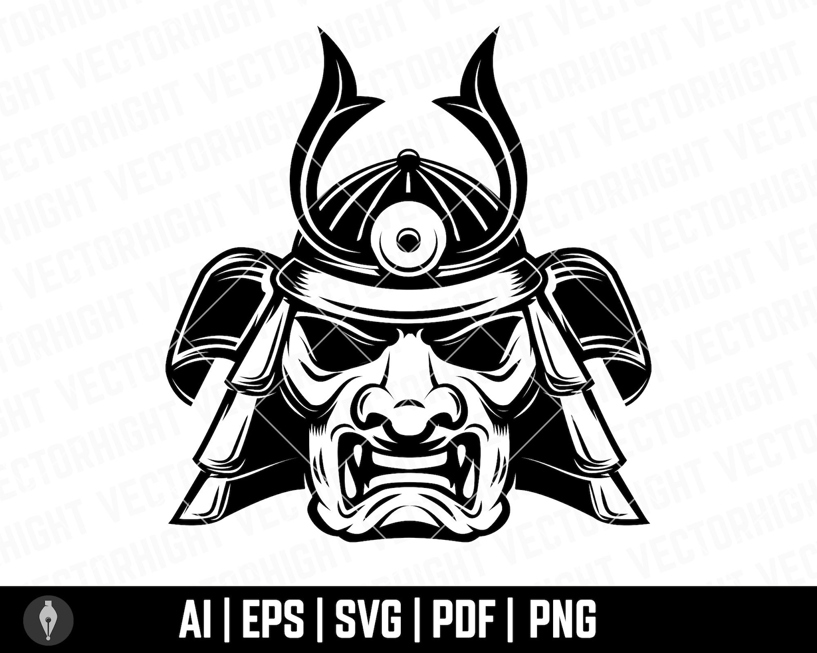 Samurai Helmet Vector, Samurai Warrior Mask Eps, Ai, Svg. Karate ...