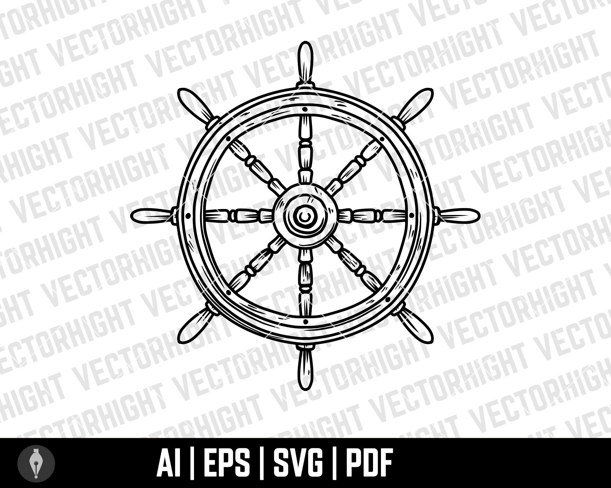 Ships Wheel SVG, Sea Captain Ship Wheel Shape Ai, Eps, Pdf. Ships Wheel ...