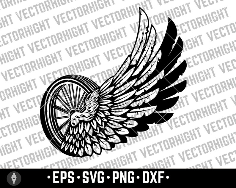 Wheels DXF, Winged Wheel SVG Cricut, Motorcycle SVG File, Png, Wheels ...