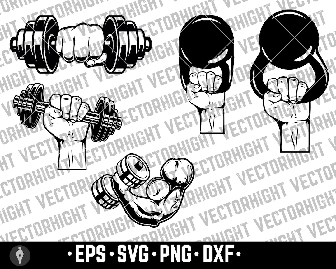 Fitness Dumbbell Weight SVG, Barbell Shape Ai, Eps, Pdf, Dxf. Weight ...