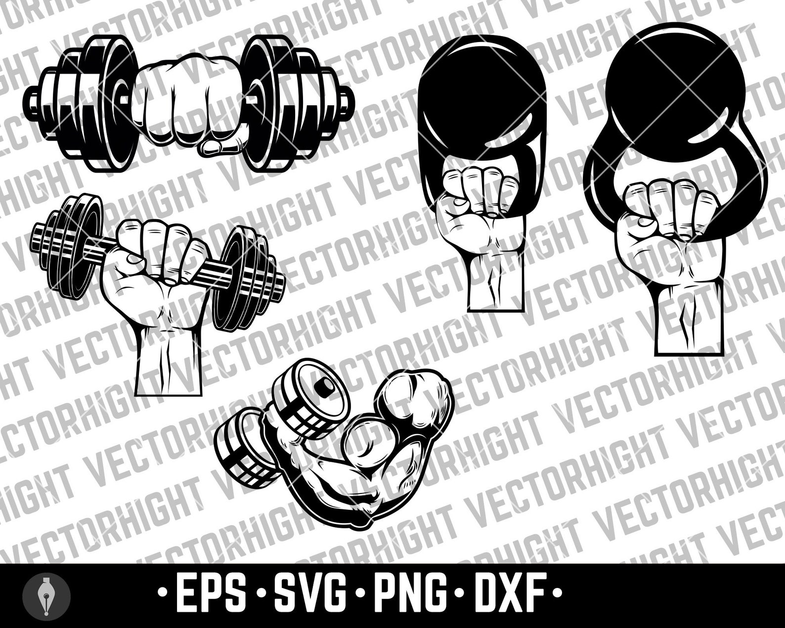 Fitness Dumbbell Weight SVG, Barbell Shape Ai, Eps, Pdf, Dxf. Weight ...