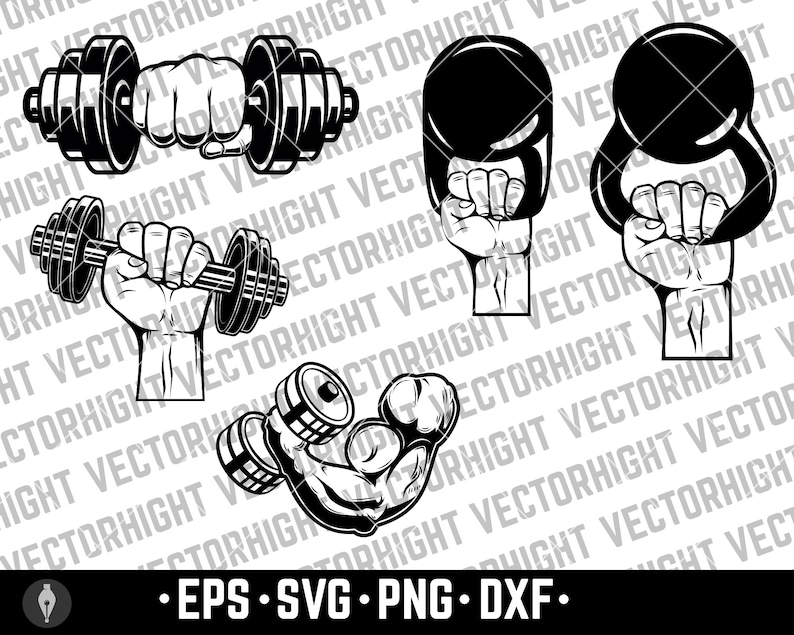 Fitness Dumbbell Weight SVG, Barbell Shape Ai, Eps, Pdf, Dxf. Weight ...