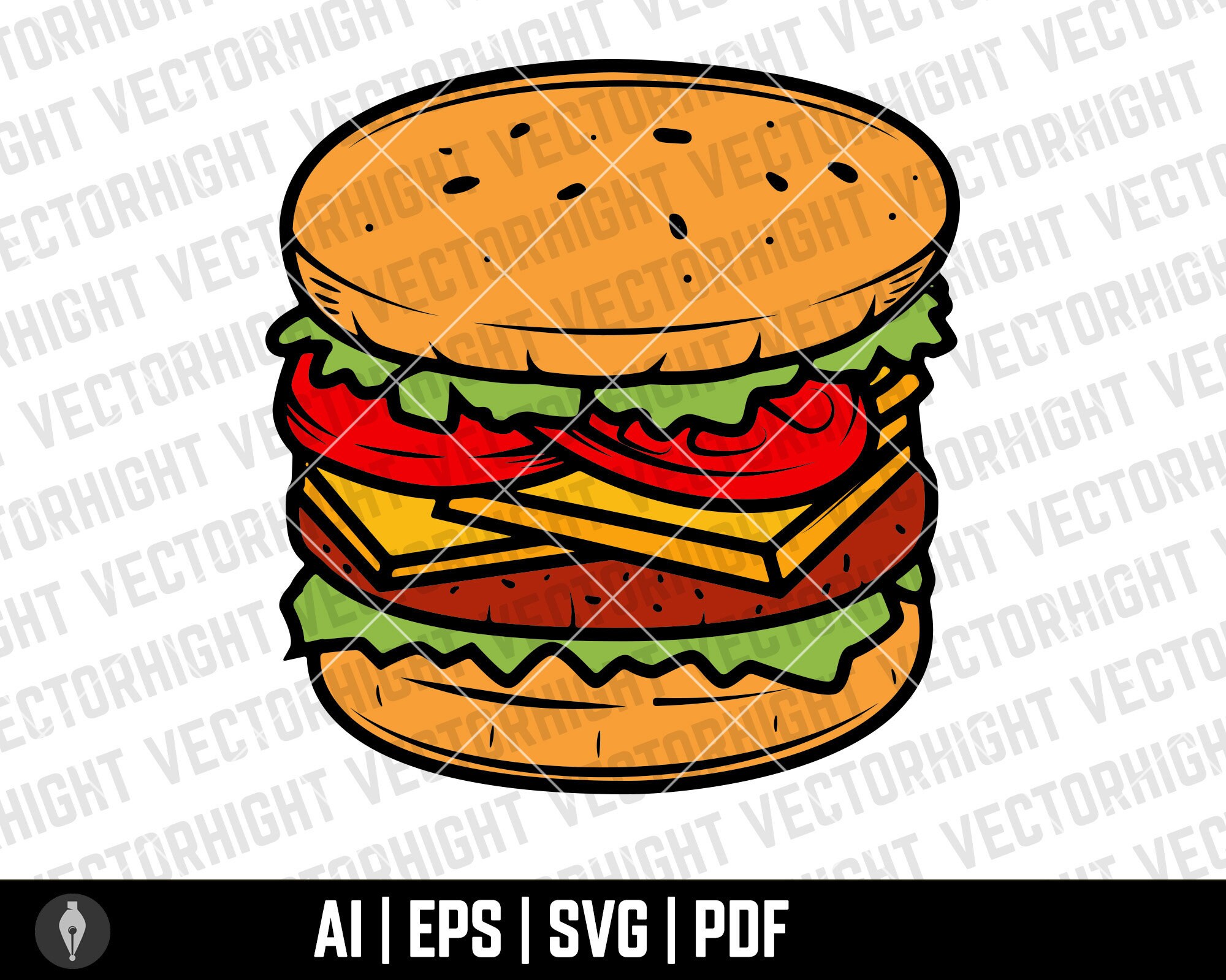Burger Clipart SVG, Hamburger Shape Ai, Eps, Pdf. Delicious Burger ...