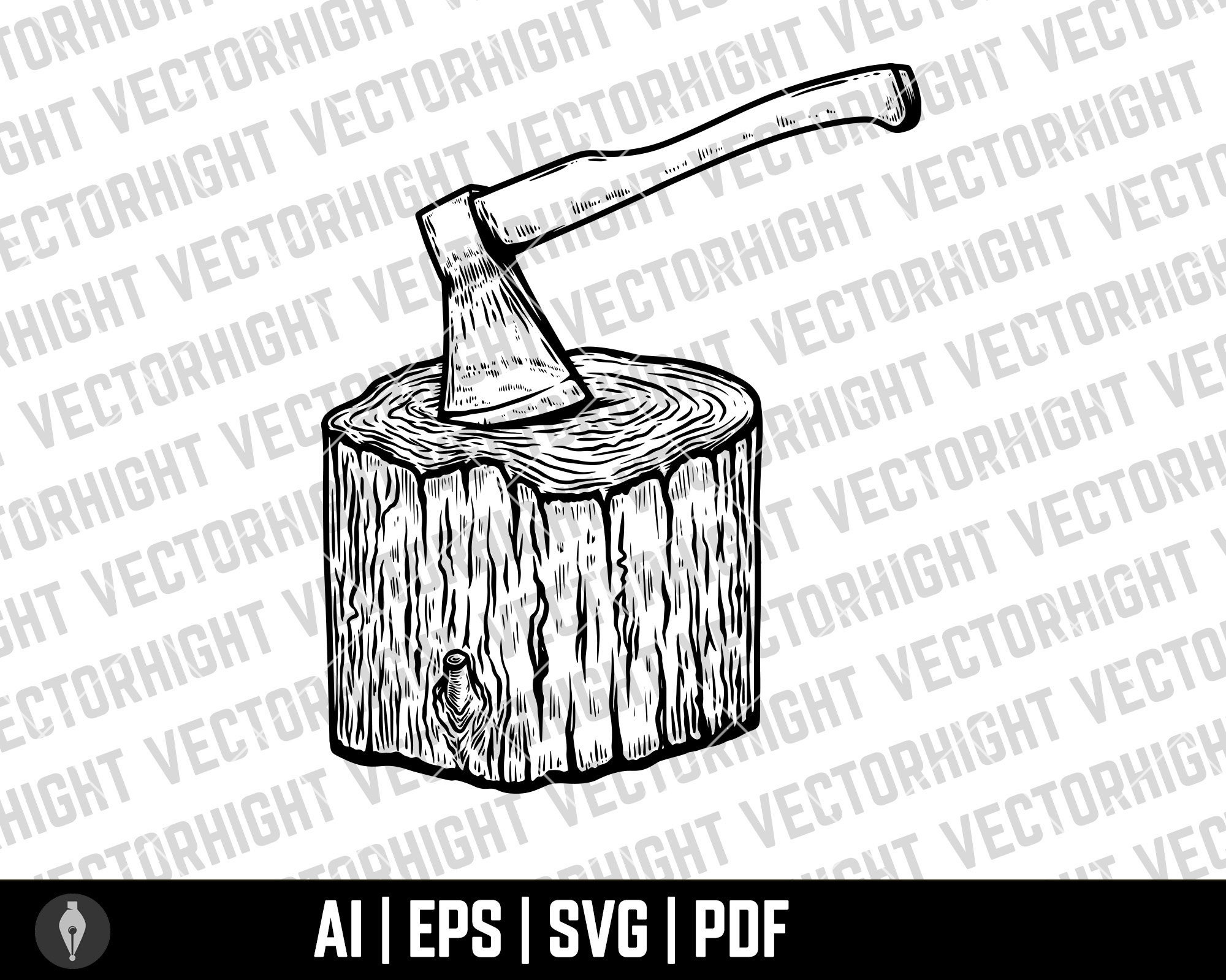 Tree Stump Clipart SVG Stump With Ax Symbols Shape Ai Eps - Etsy