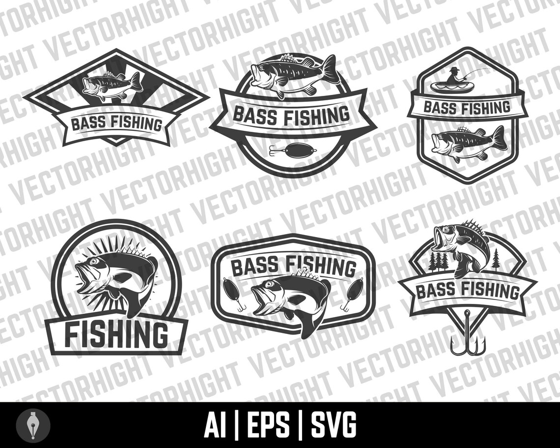 Bass Fishing Emblems. Bass Fish EPS. Bass Fishing SVG. Bass - Etsy