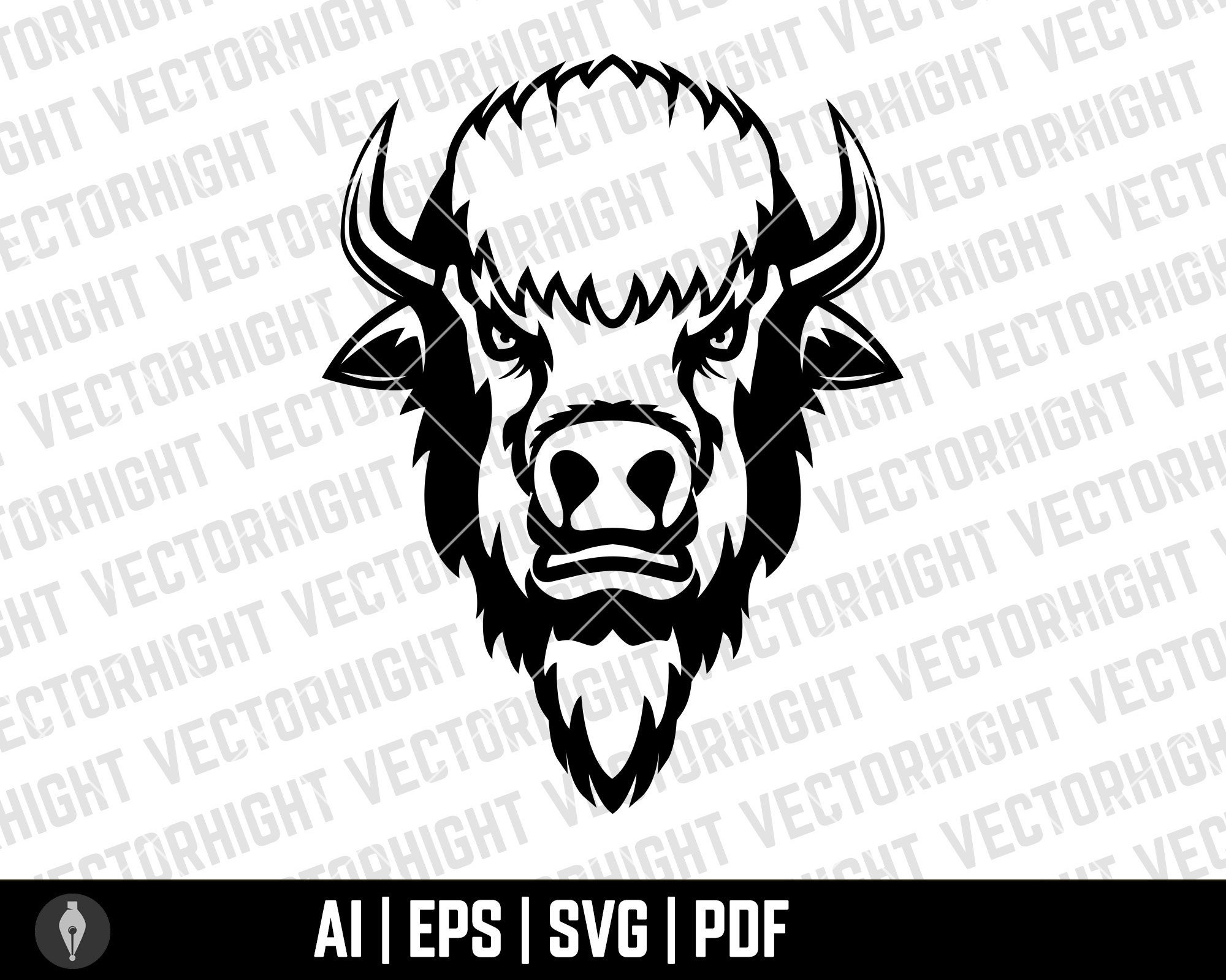 Buffalo head Bison Head Svg Ai Eps Pdf. American Bison - Etsy