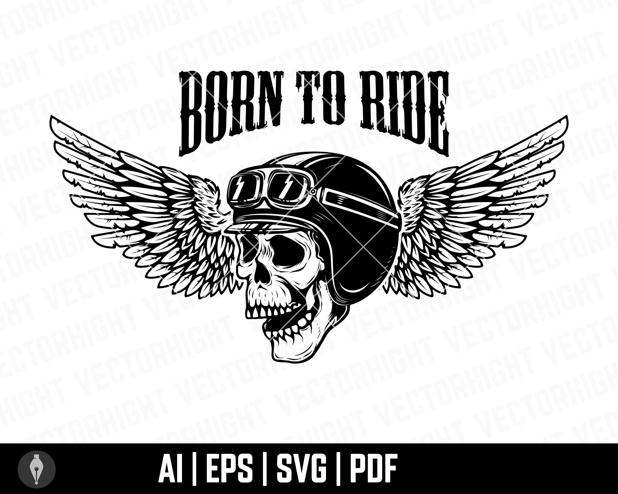 Biker Symbols Set Vector Illustration. Racer Skull SVG AI - Etsy