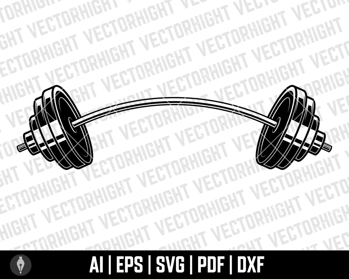 Fitness Barbell Weight SVG, Barbell Shape Ai, Eps, Pdf, Dxf. Weight ...