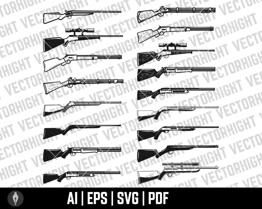 Rifle SVG, Rifle, Gun Shape Ai, Eps, Pdf. Hunting Gun Cricut Files ...