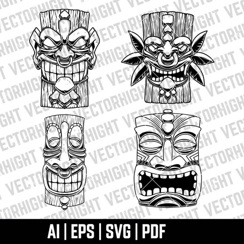 Tiki Idol Tiki Wooden Statue Svg Eps Ai Pdf Hawaiian Tiki - Etsy