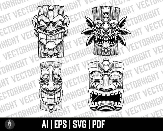 Tiki Idol Tiki Wooden Statue Svg Eps Ai Pdf Hawaiian Tiki - Etsy