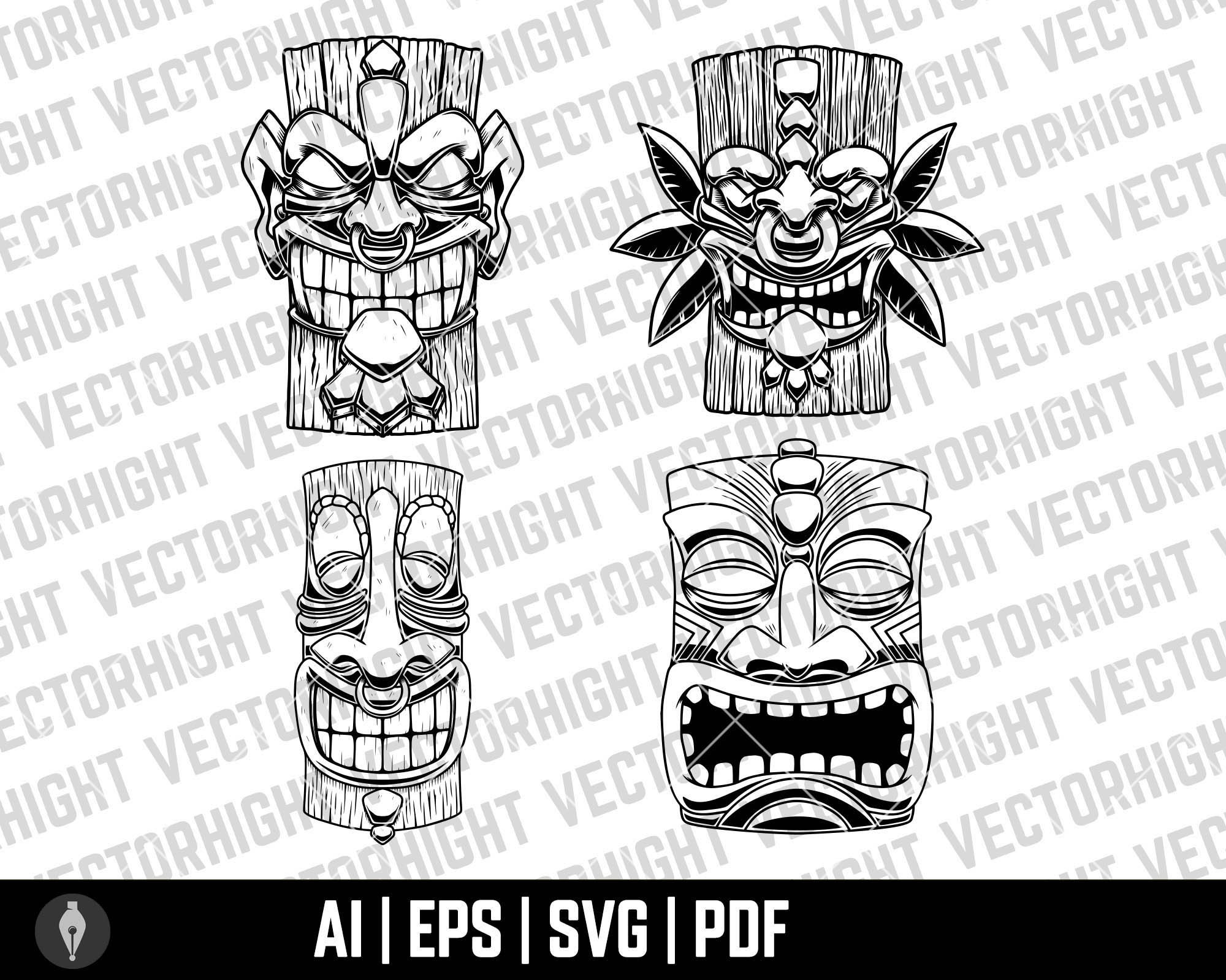 Tiki Idol, Tiki Wooden Statue Svg, Eps, Ai, Pdf, Hawaiian Tiki Digital ...