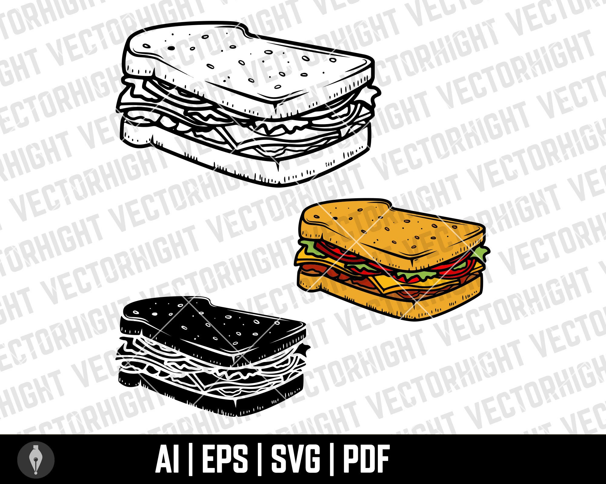 Sandwich Clipart SVG Burger Shape Ai Eps Pdf. Bread and - Etsy