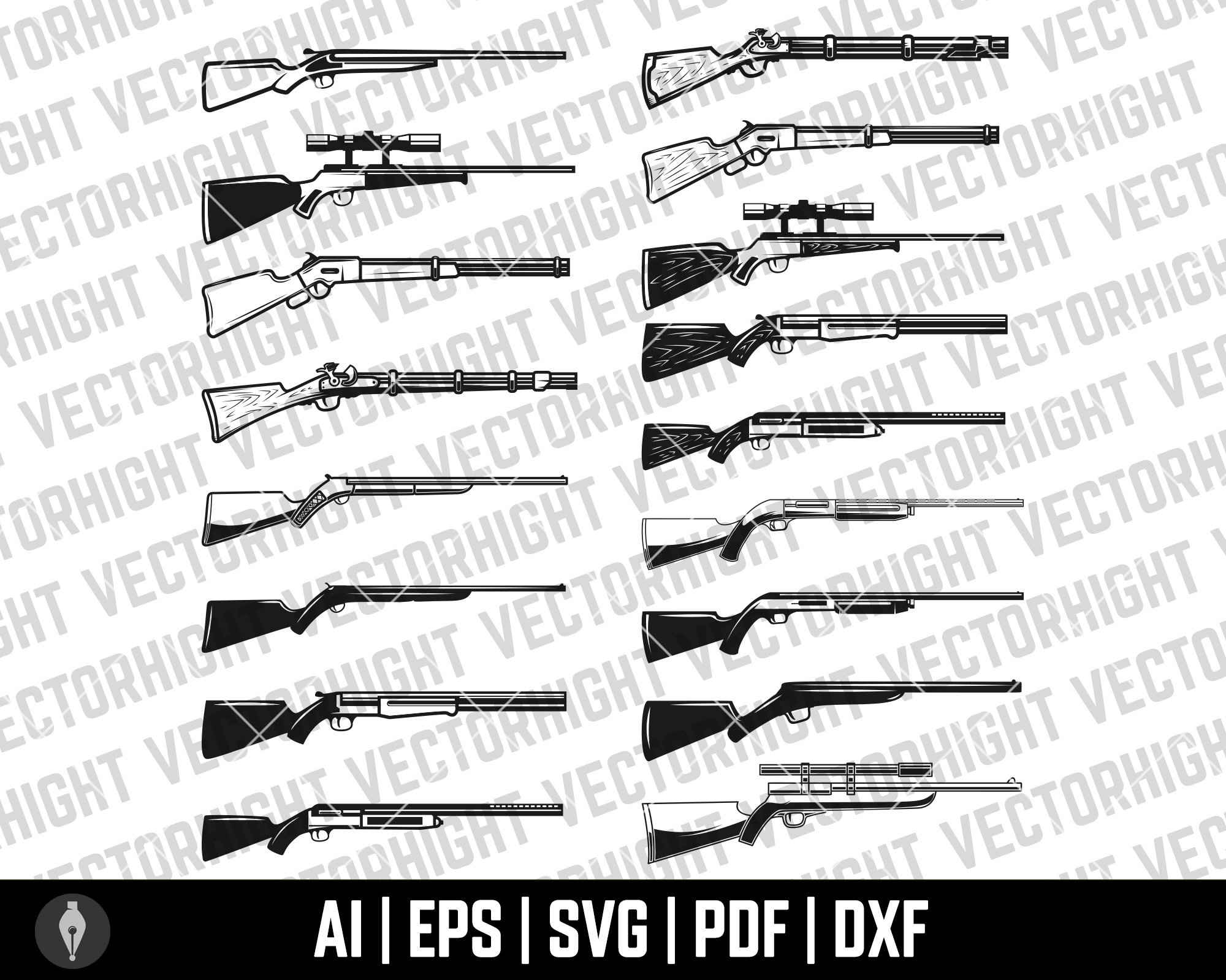 Rifle SVG Rifle Gun Shape Ai Eps Pdf Dxf. Hunting Gun | Etsy
