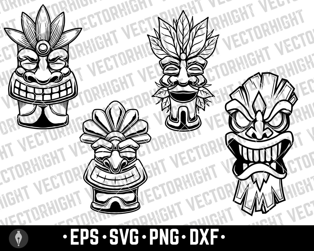 Tiki Idol, Tiki Wooden Statue Svg, Eps, Png, DXF, Hawaiian Tiki Digital ...