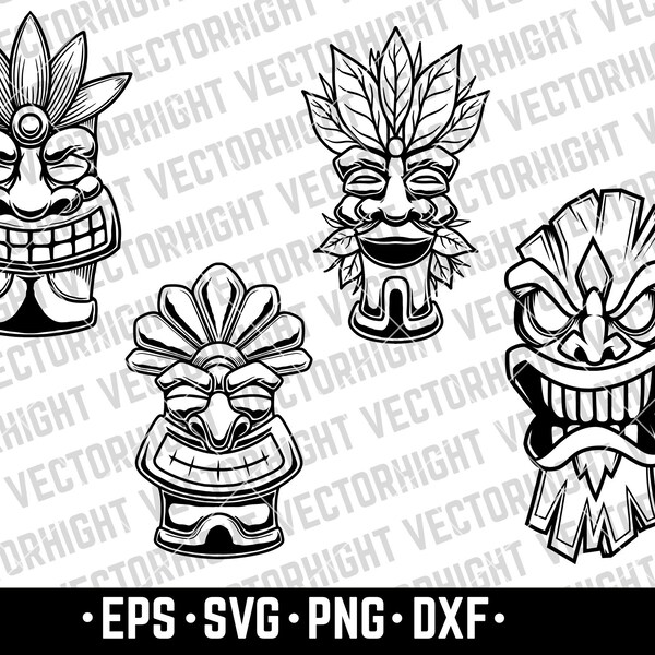 Tiki Idol, Tiki Wooden Statue Svg, Eps, Png, DXF, Hawaiian Tiki Digital ...
