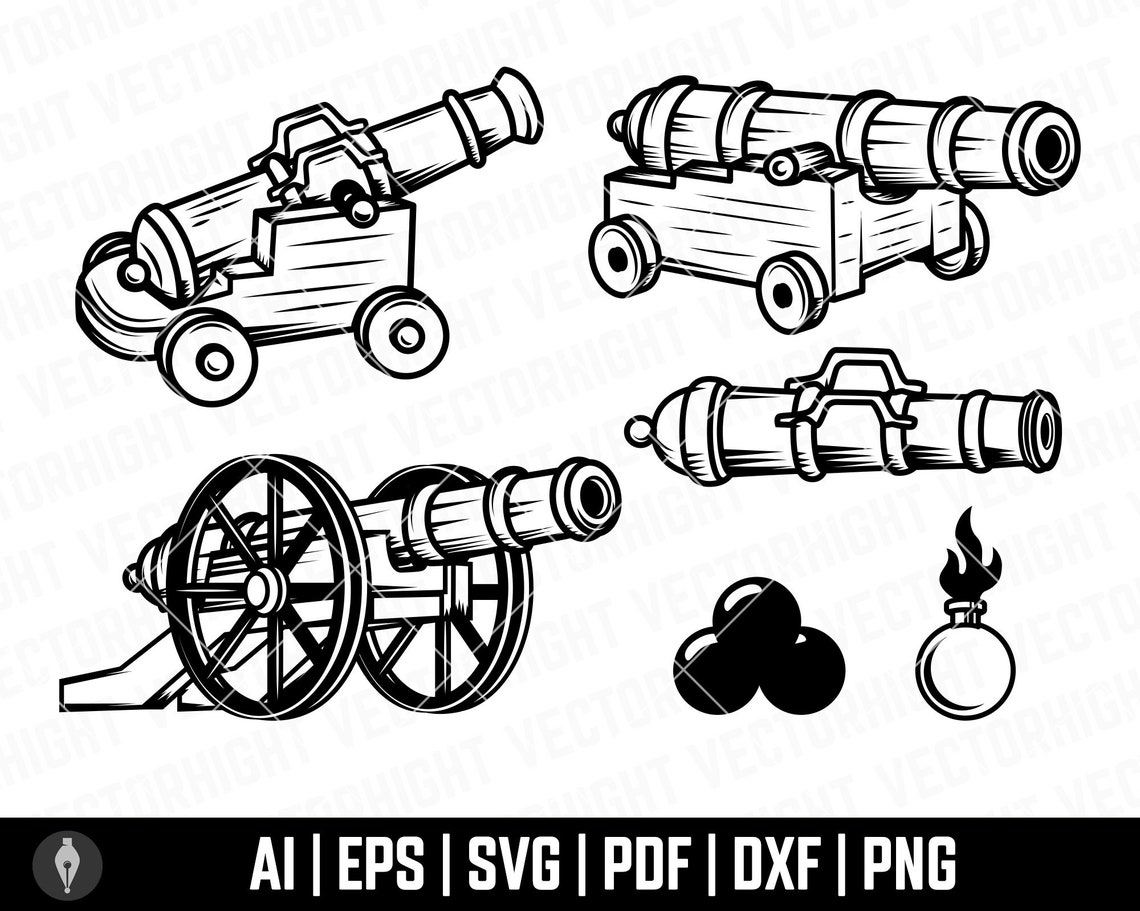 Ancient Cannon Svg Retro Gun Shape Svg. Pirate Cannon Cricut - Etsy