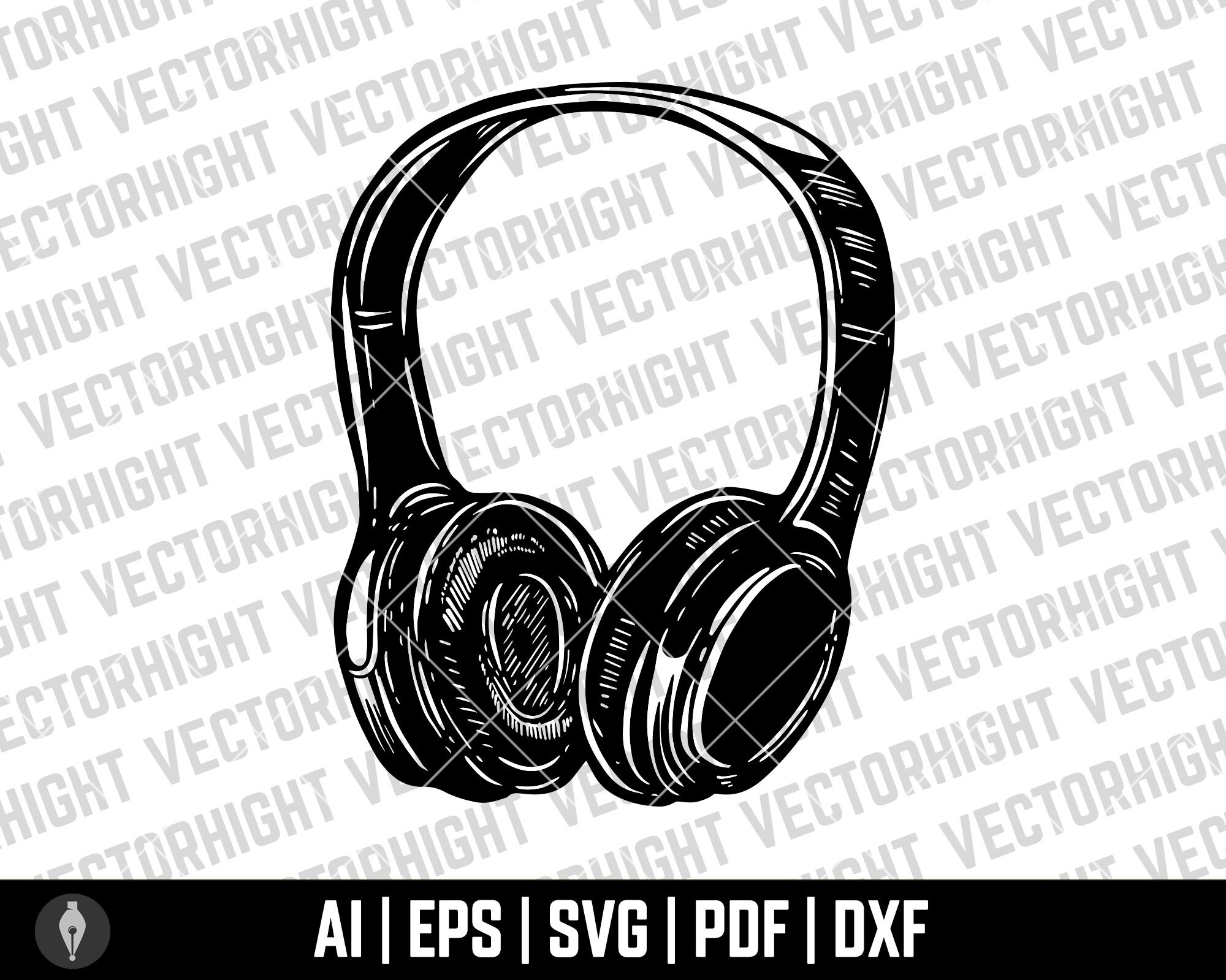 Headphones Headphones shape Svg Ai Eps Pdf dxf. Retro | Etsy