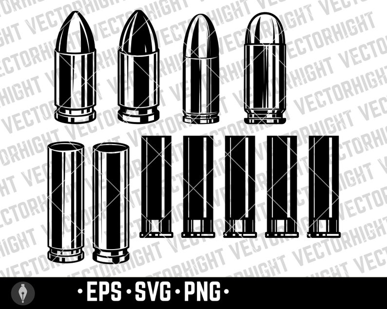 Bullet Clipart, Bullet Cartridge Svg, Eps, Png. Bullet Holes Bullet ...
