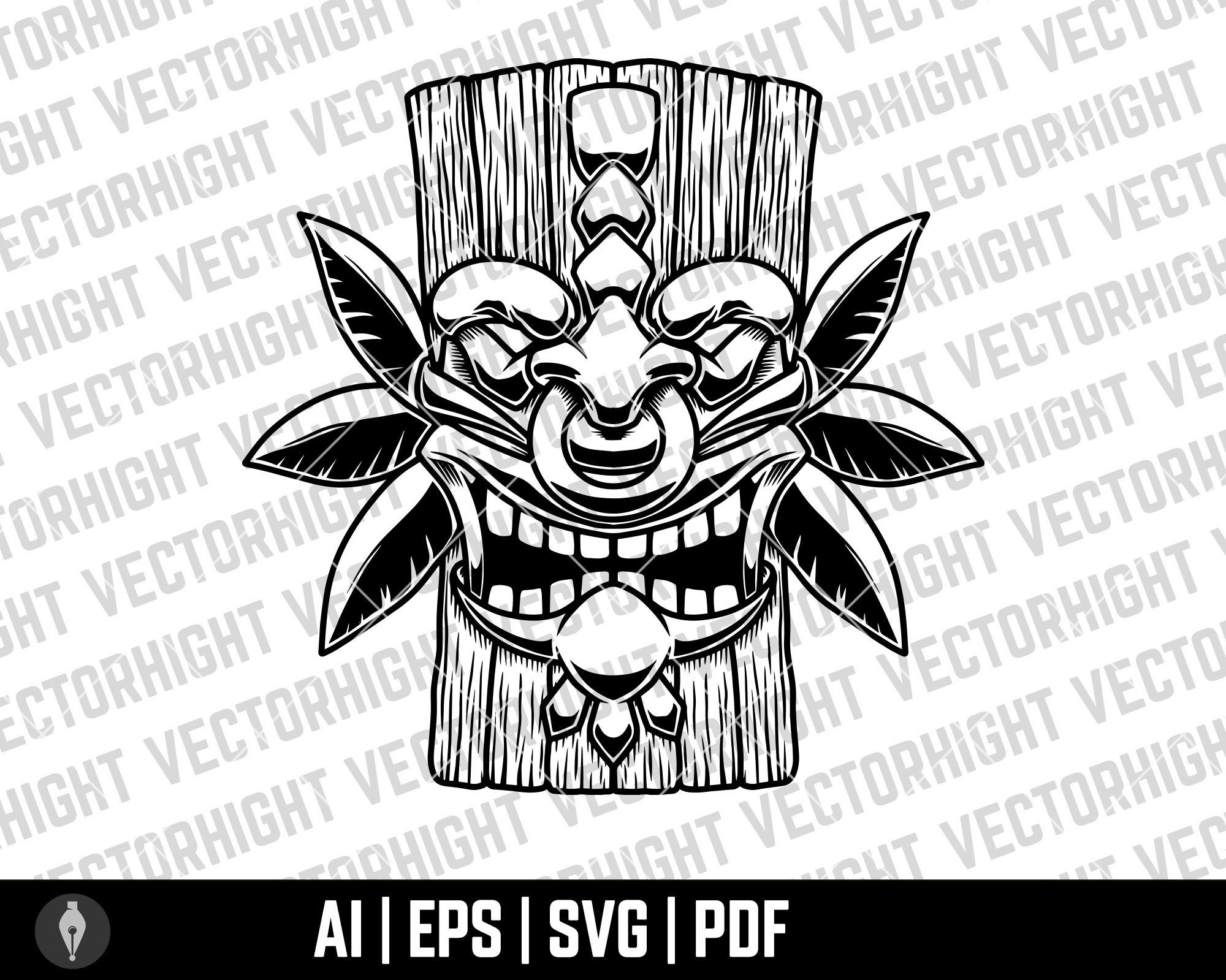 Tiki Idol Tiki Wooden Statue Svg Eps Ai Pdf Hawaiian Tiki - Etsy