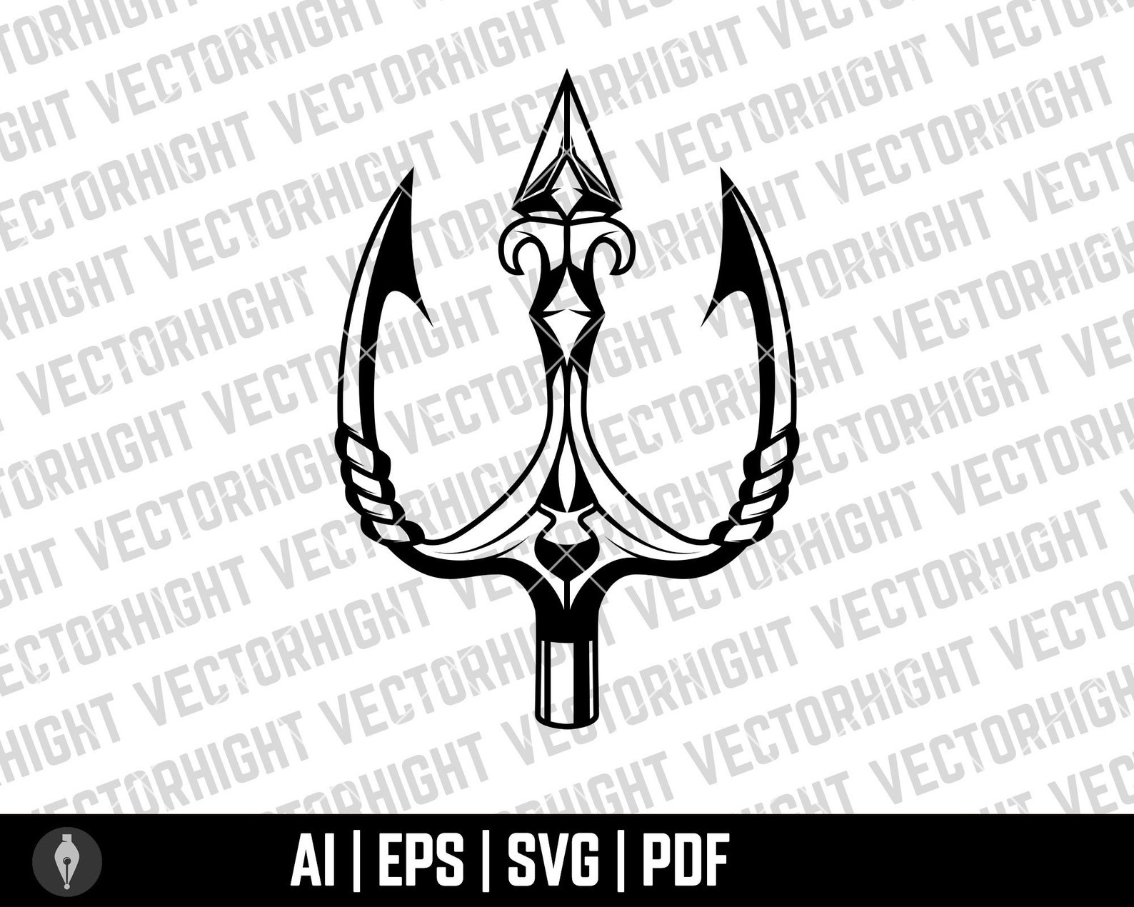 Trident Clipart SVG, Neptune Trident Shape Ai, Eps, Pdf. Trident Bundle ...