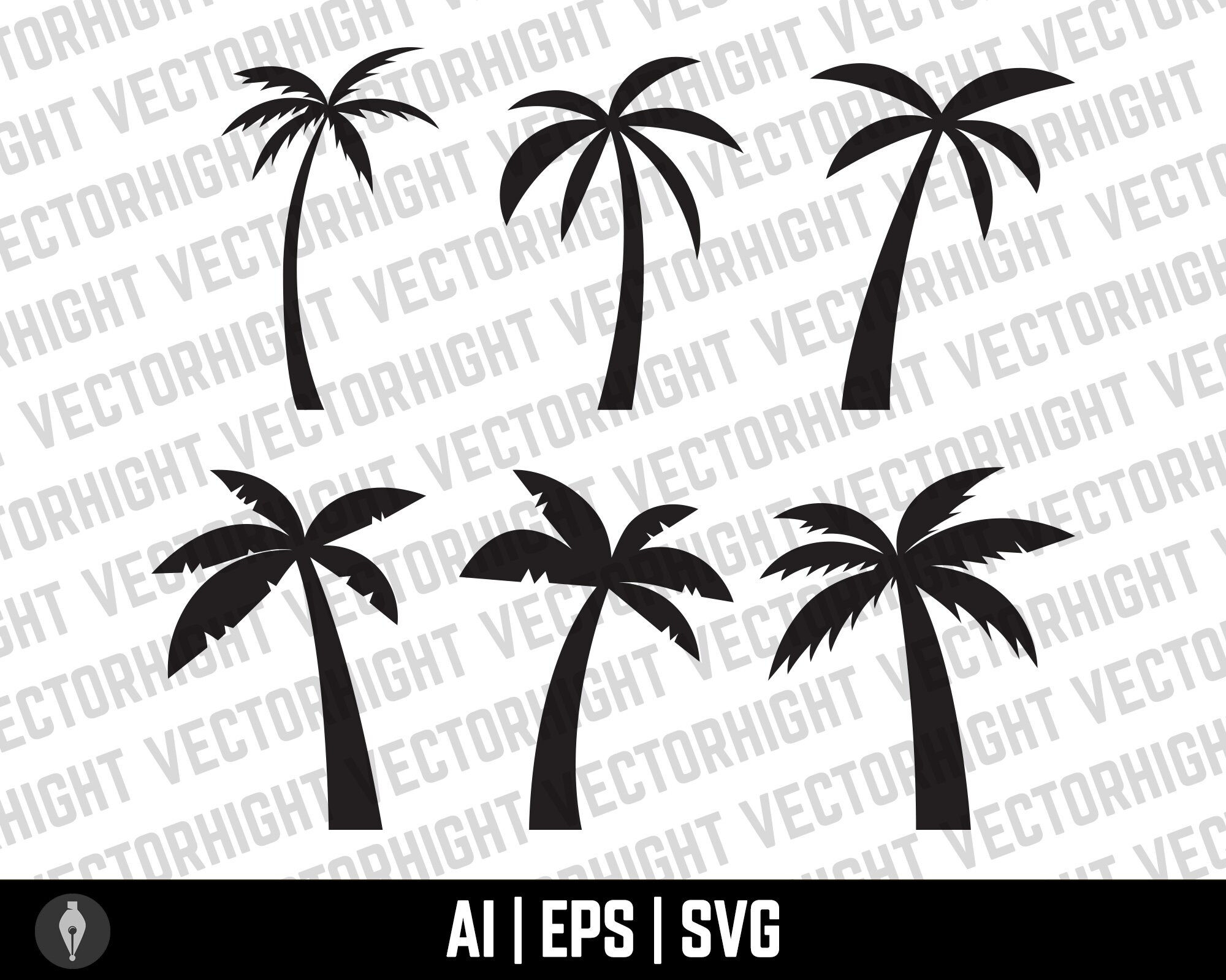 Palm Trees Vector Palm Eps Svg Ai. Palm Tree Clipart Palm - Etsy