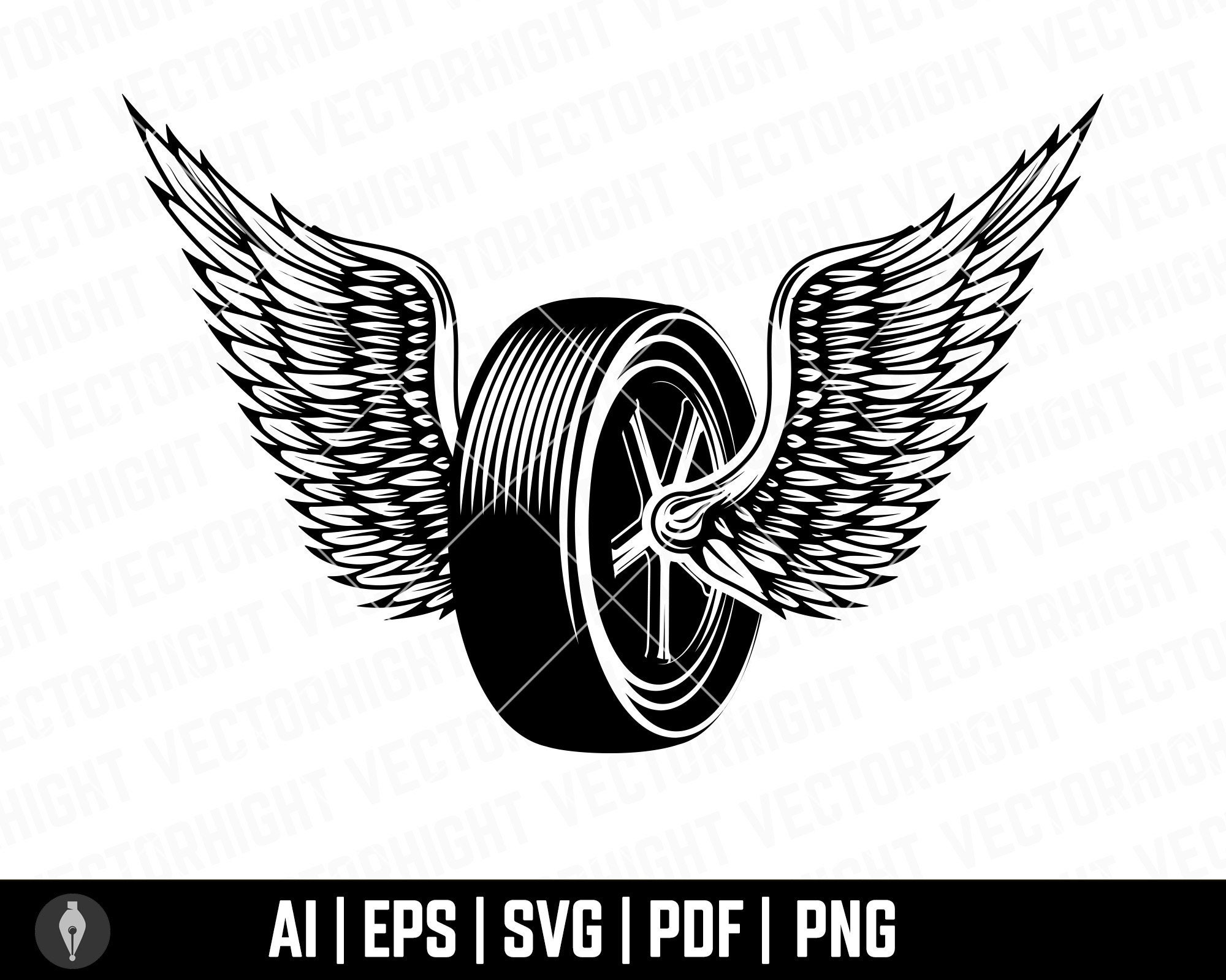 Winged Wheel Bundle Svg, Winged Wheels Shape SVG. Winged Wheel Logo ...