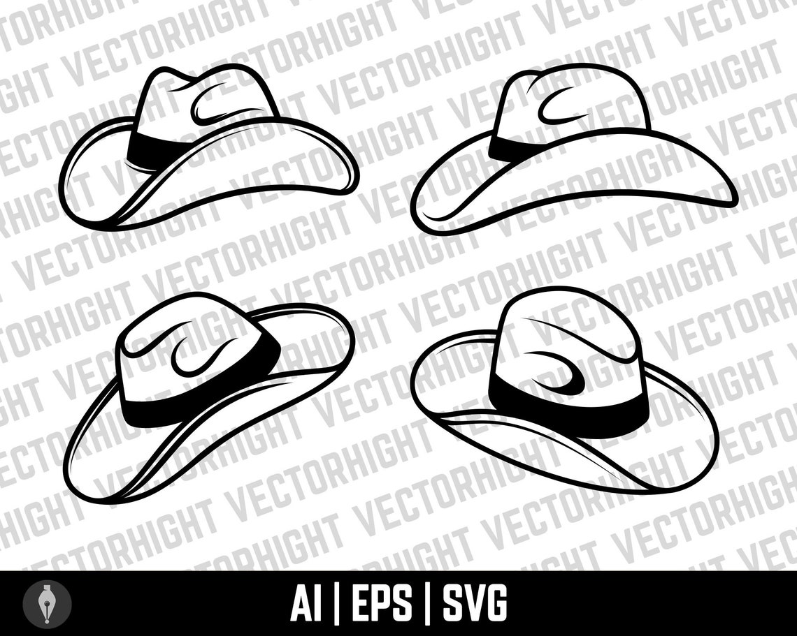 Cowboy Hats Vector Clipart Cowboy Hat Eps Ai Svg. Cowboy - Etsy