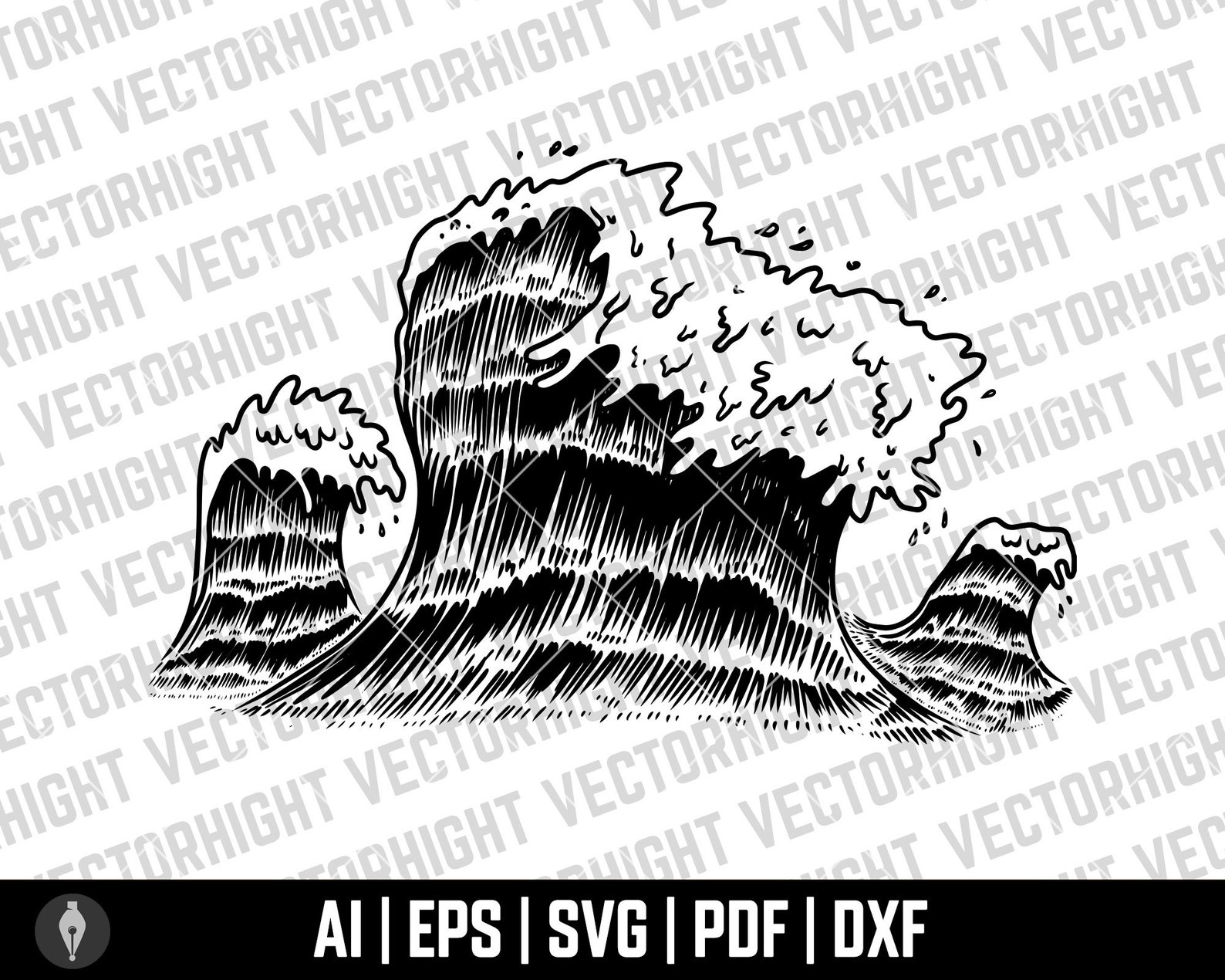 Sea Waves Clipart SVG Ocean Wave Shape Ai Eps Pdf Dxf. | Etsy