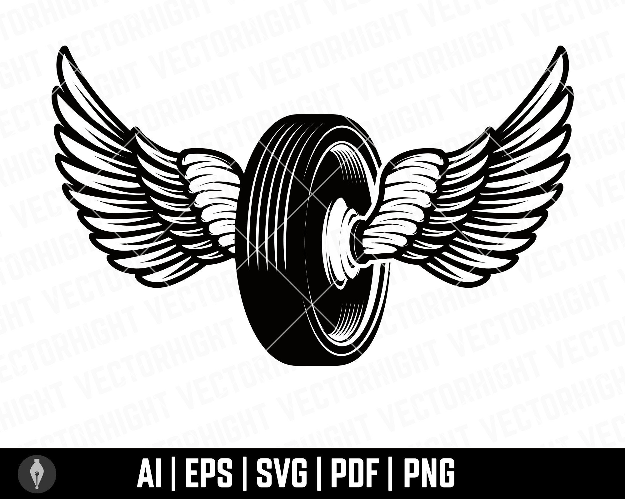 Winged Wheel Bundle Svg, Winged Wheels Shape SVG. Winged Wheel Logo ...