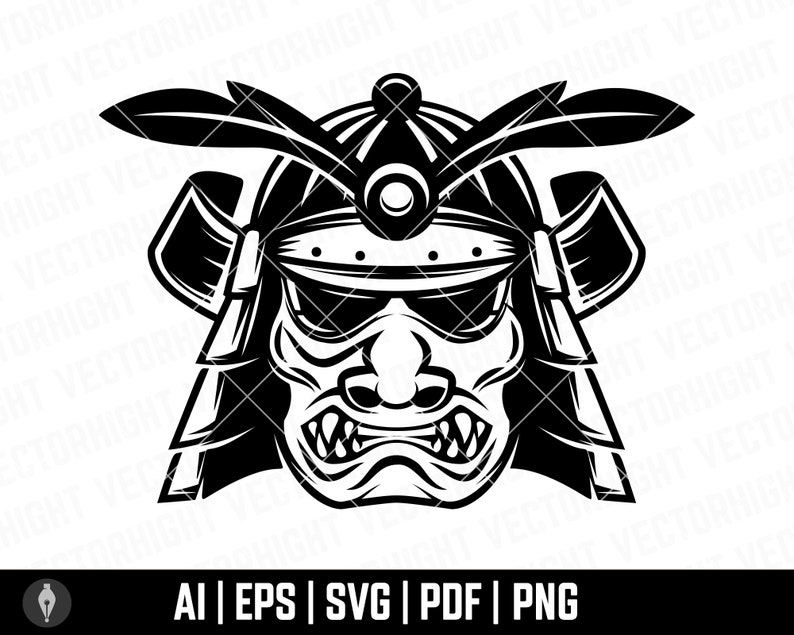 Samurai Helmet Vector, Samurai Warrior Mask Eps, Ai, Svg. Karate ...