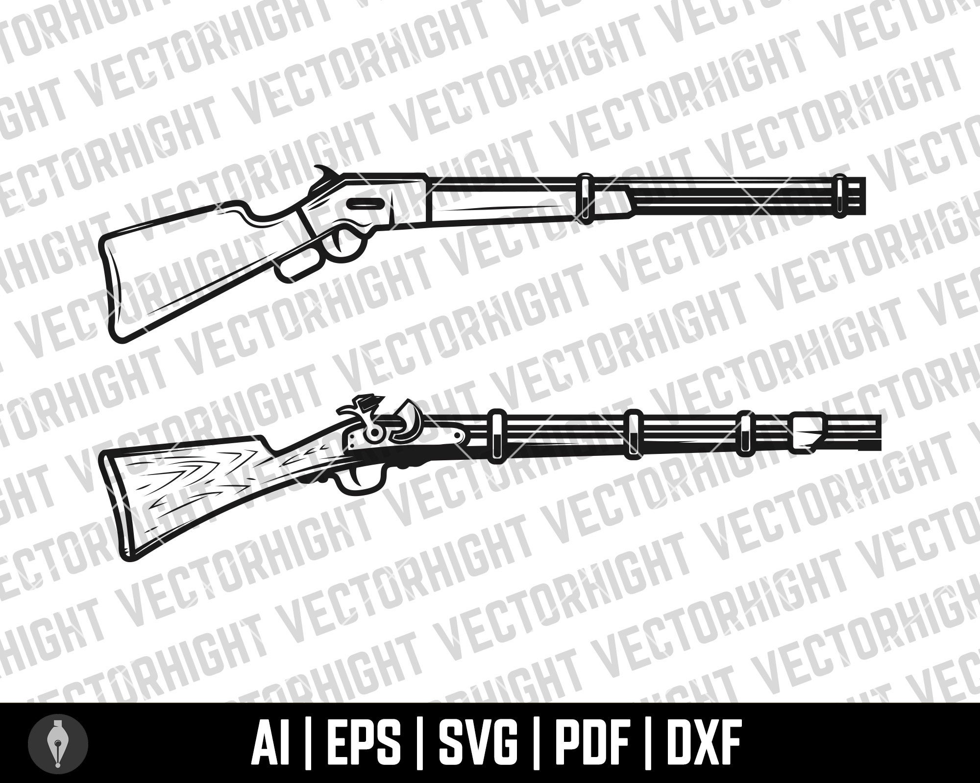 Rifle SVG Rifle Gun Shape Ai Eps Pdf Dxf. Hunting Gun | Etsy