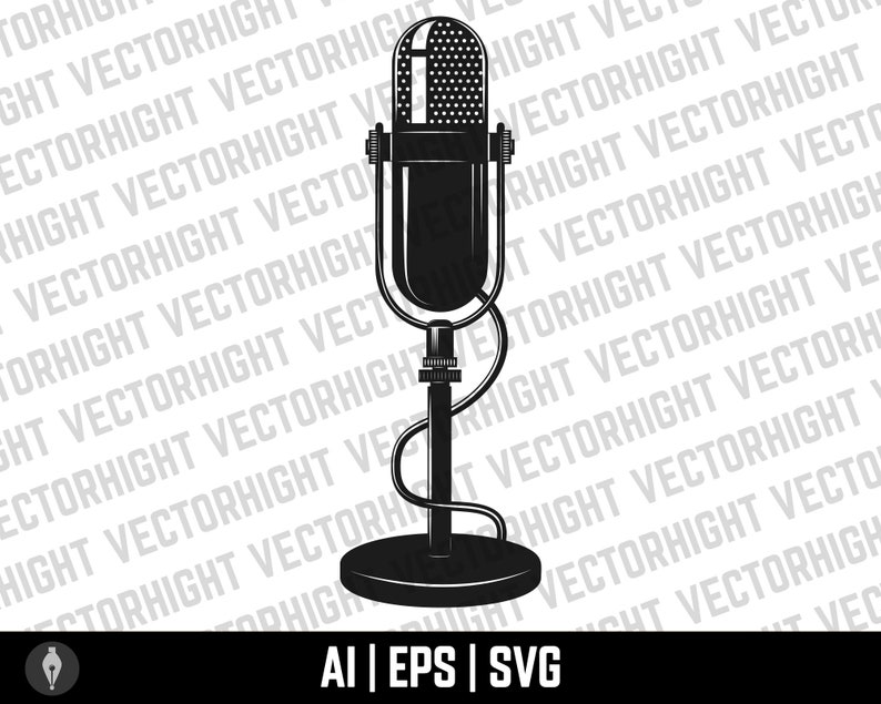 Microphone Design Elements, Retro Microphone Vector, Microphone Ai, Eps ...