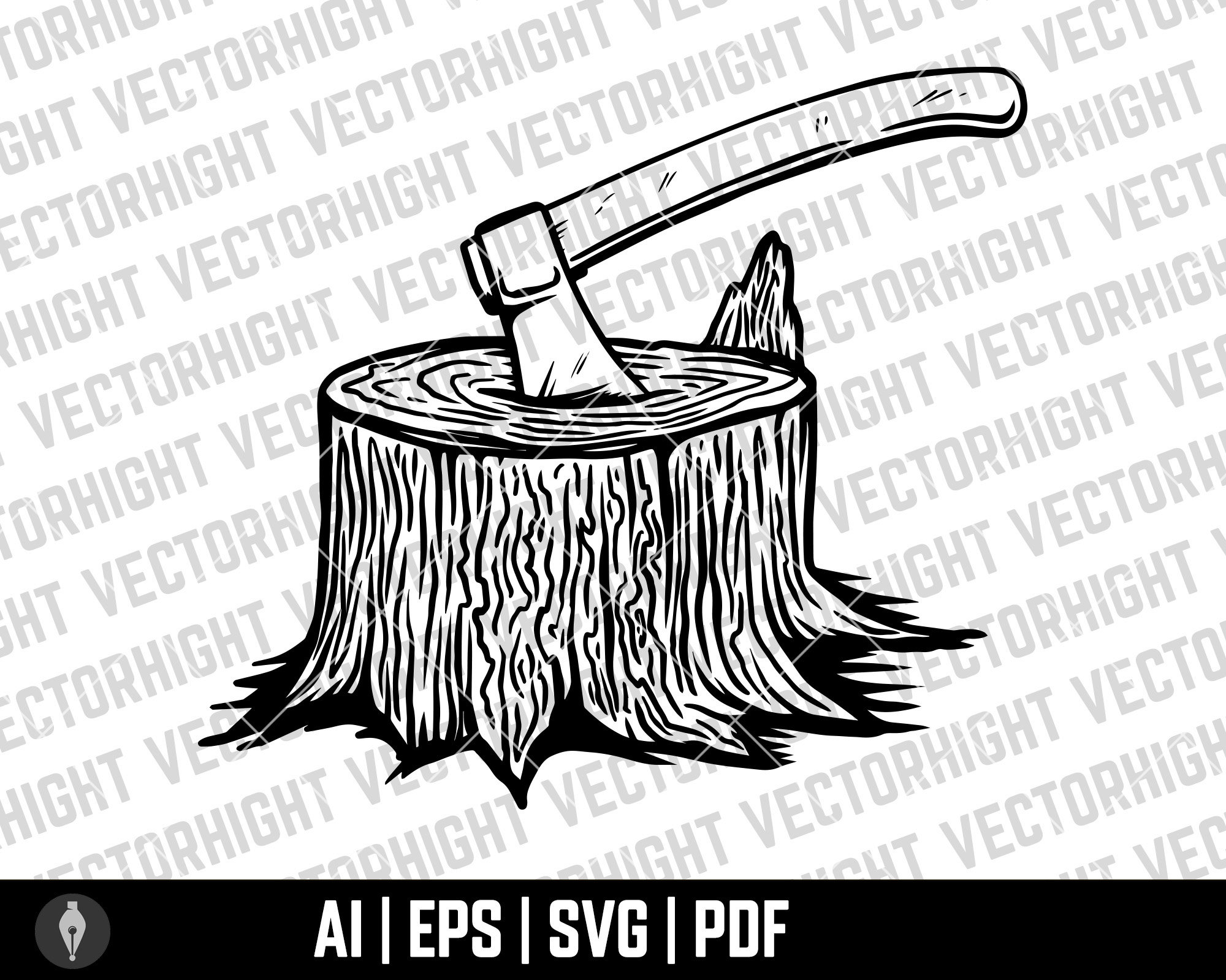 Tree Stump Clipart SVG Stump With Ax Symbols Shape Ai Eps - Etsy