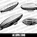 Zeppelin Vector. Airship Clipart.dirigible Eps, Ai, Svg. Zeppelin ...