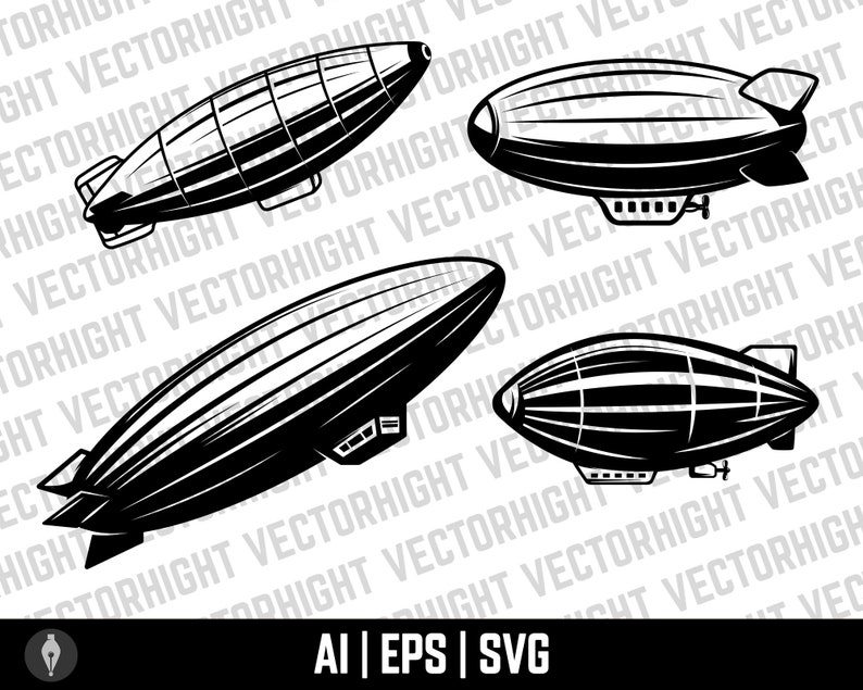 Zeppelin Vector. Airship Clipart.dirigible Eps, Ai, Svg. Zeppelin ...