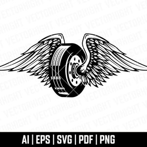 Winged Wheel Bundle Svg, Winged Wheels Shape SVG. Winged Wheel Logo ...